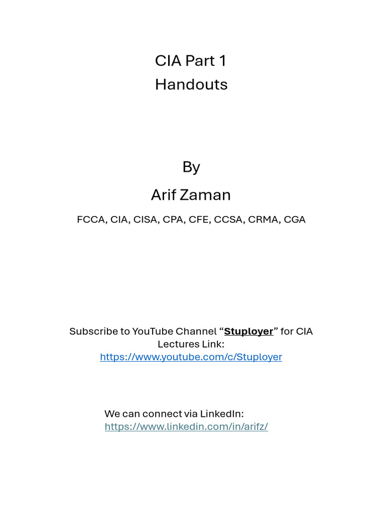 CIA Part 1 - Brief Summary Notes (2 To 3 Pages Per Unit) | PDF ...