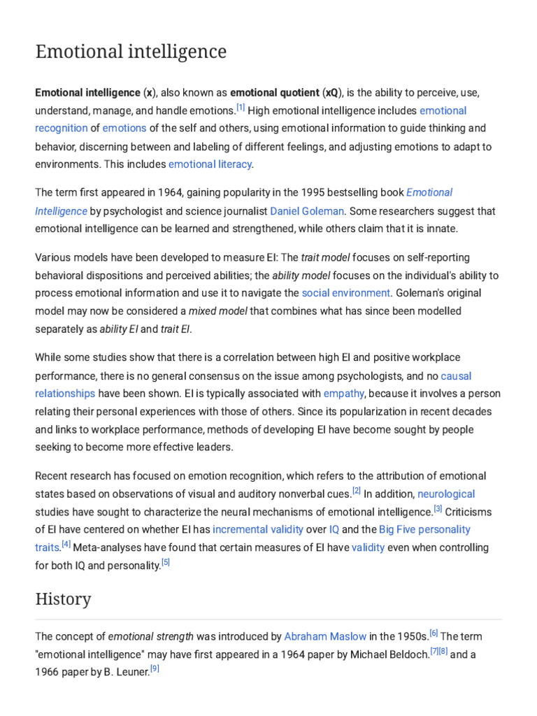 Emotional Intelligence - Wikipedia-Merged | PDF | Emotional ...