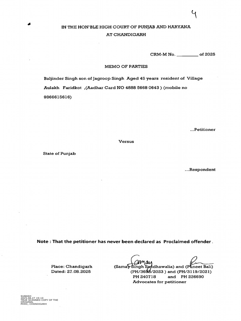 CRM-M 47823 2025 Memo of Parties | PDF | Common Law | Misconduct