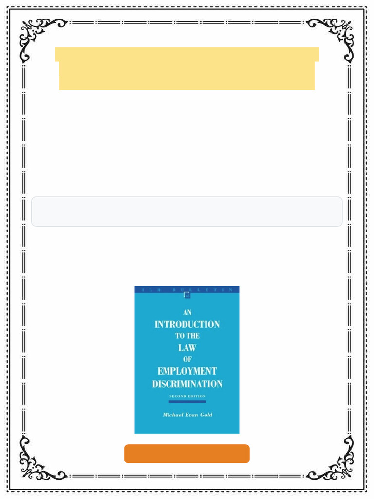 Introduction to the Law of Employment Discrimination Second Edition ...
