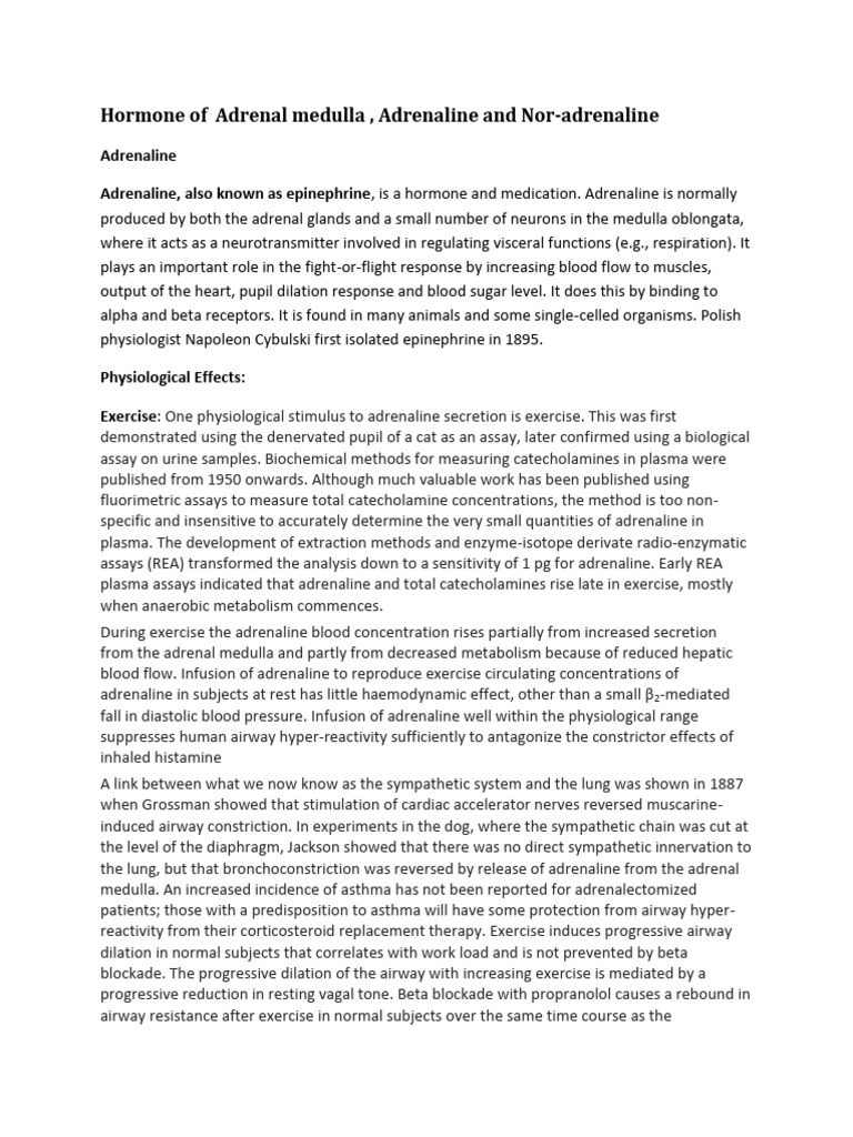 Hormone of Adrenal Medulla, Adrenaline and Nor-Adrenaline | PDF ...