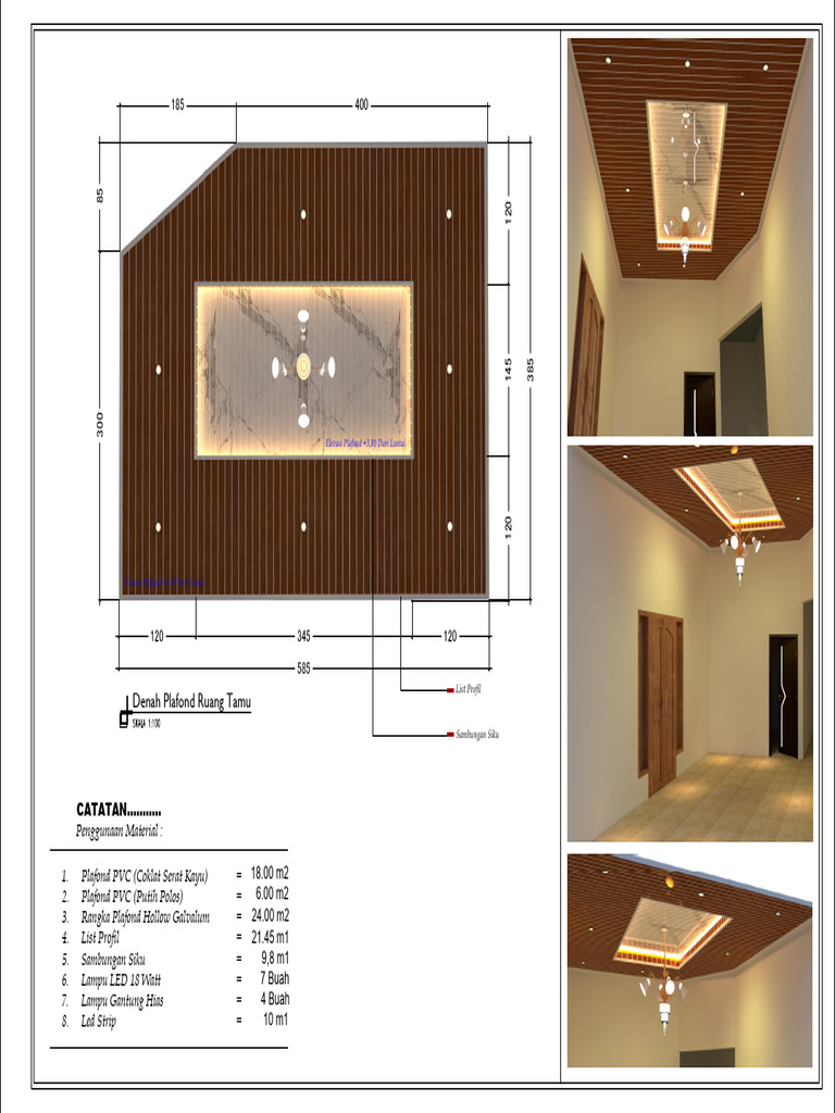 Denah dan Material Plafond Ruang Tamu | PDF