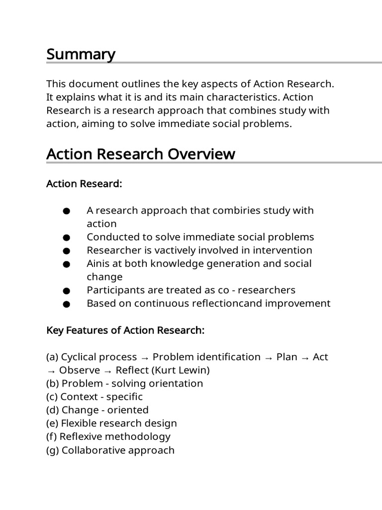Key Features of Action Research Explained | PDF