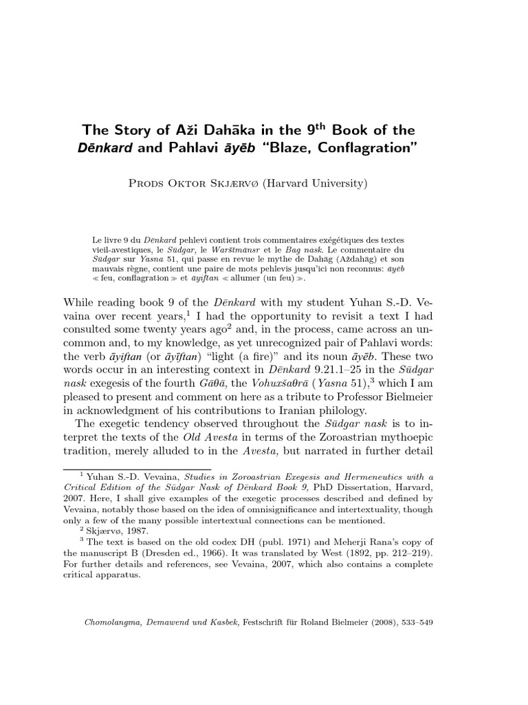 The Story of Azi Dahaka in the 9th Book | PDF | Zoroastrianism