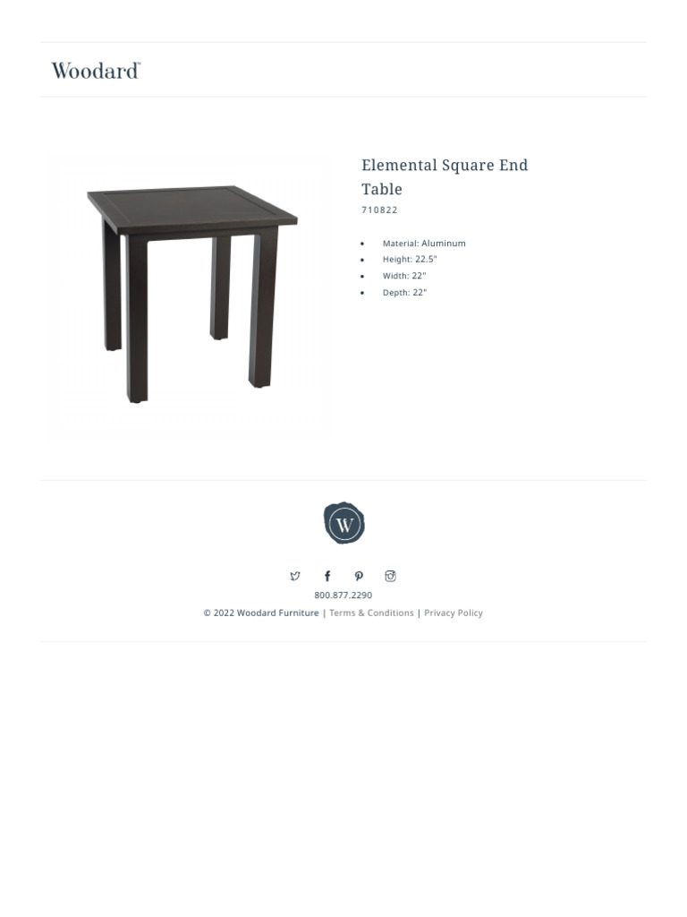 Woodard Elemental Square End Table | PDF