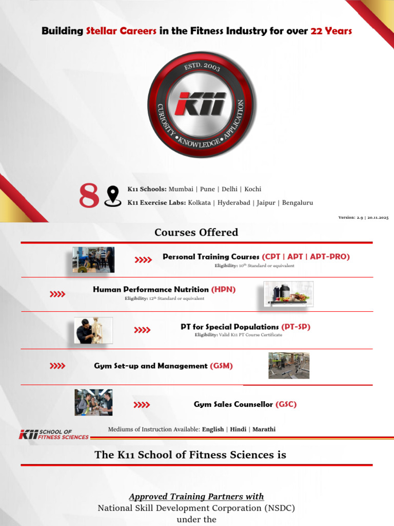 K11 Fitness Career Courses Overview | PDF | Personal Trainer ...