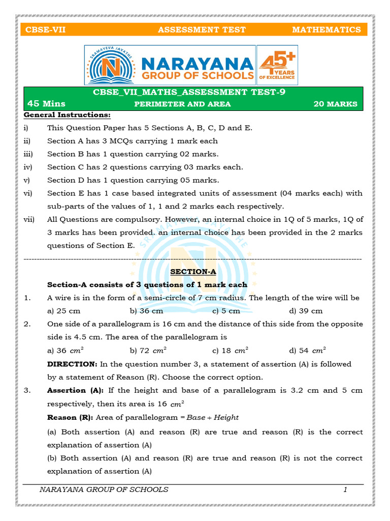 06 Cbse Vii Maths-Assessment Test -9 Perimeter and Area Qp 20251214 ...