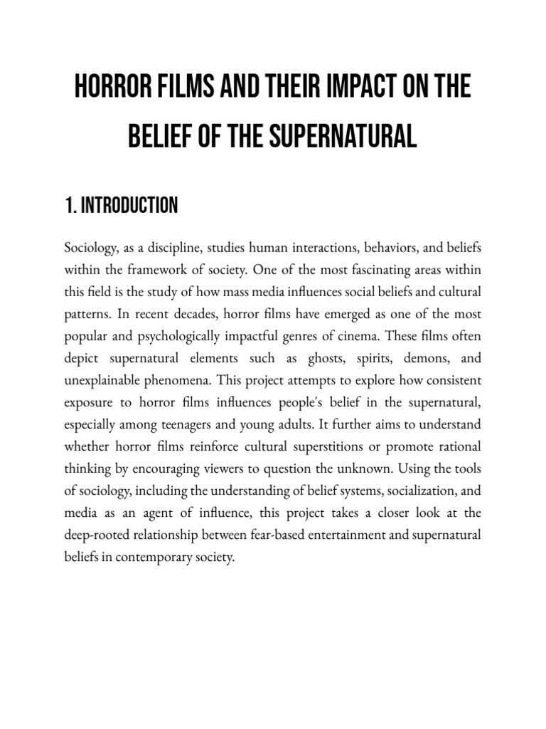 Horror Films' Influence on Supernatural Beliefs | PDF | Survey ...