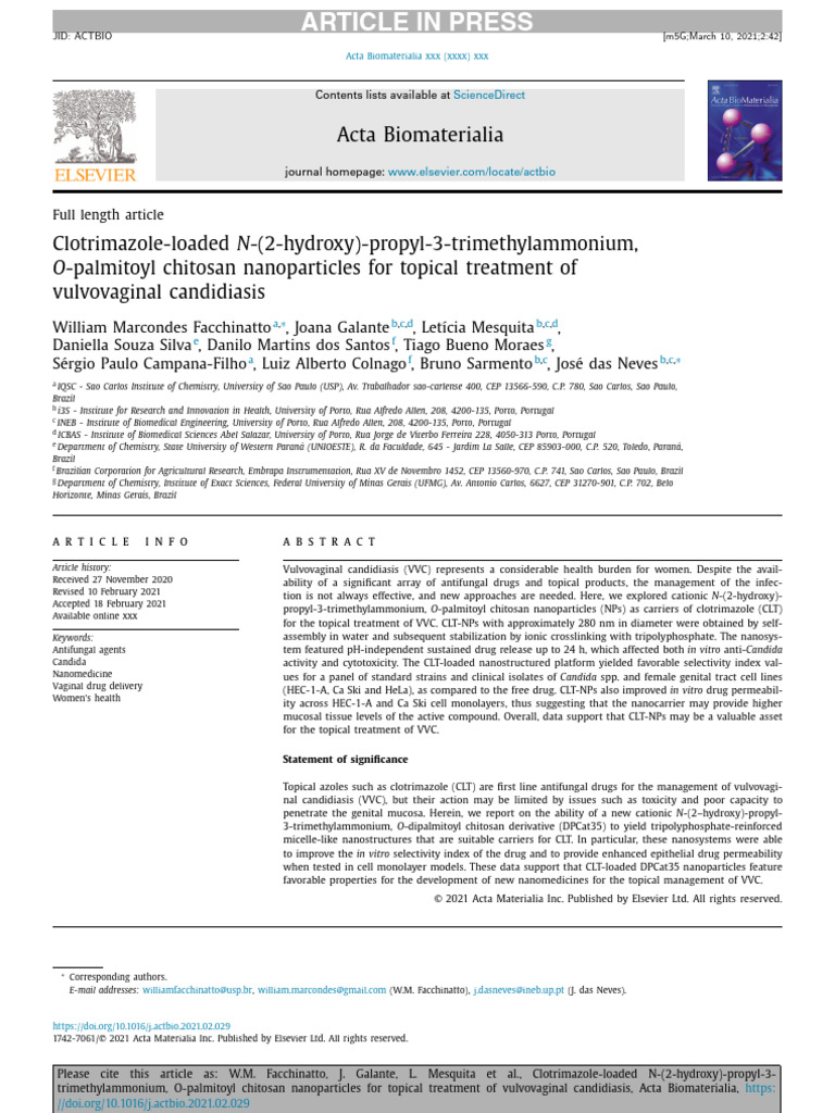 Clotrimazole Loaded N 2 Hydroxy Propyl 3 | PDF | Topical Medication ...