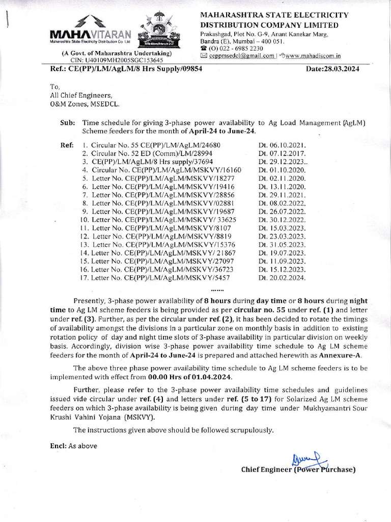 Letter to Field Ag Lm Time Sch Apr24 to Jun24 28.03.2024 1 | PDF