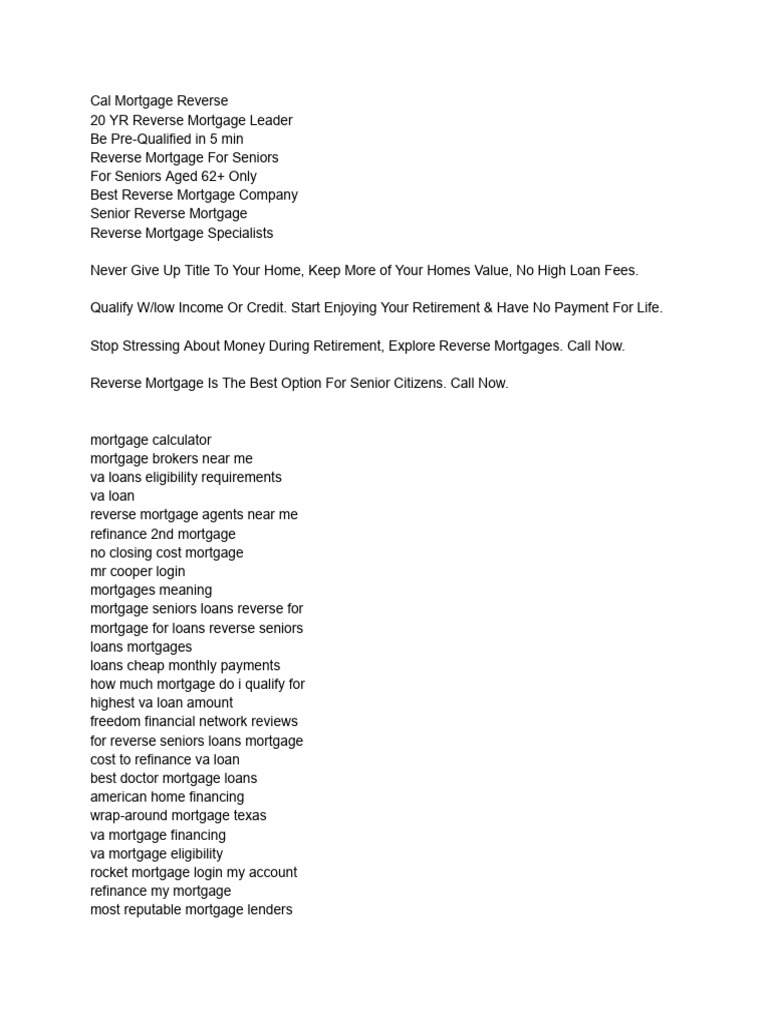 Mortgage Reverse | PDF