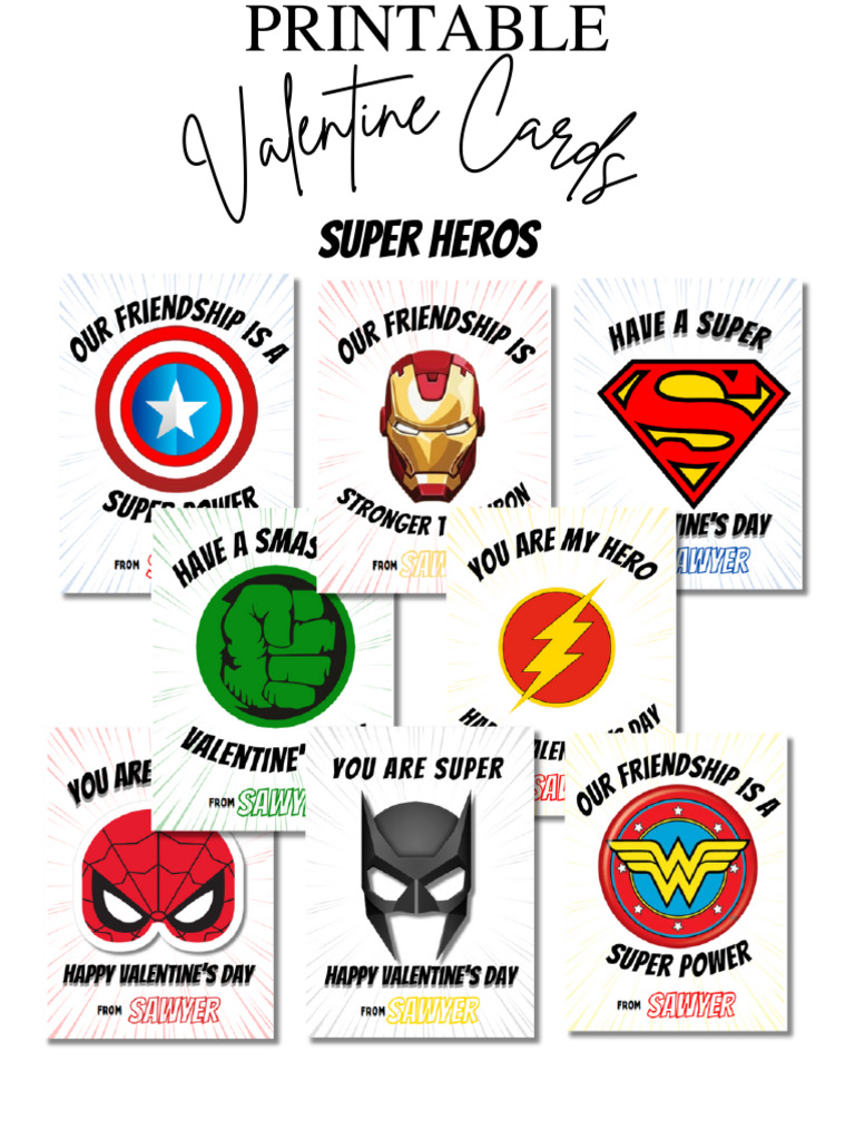 Printable Super Hero Valentines | PDF | Printer (Computing) | Computing