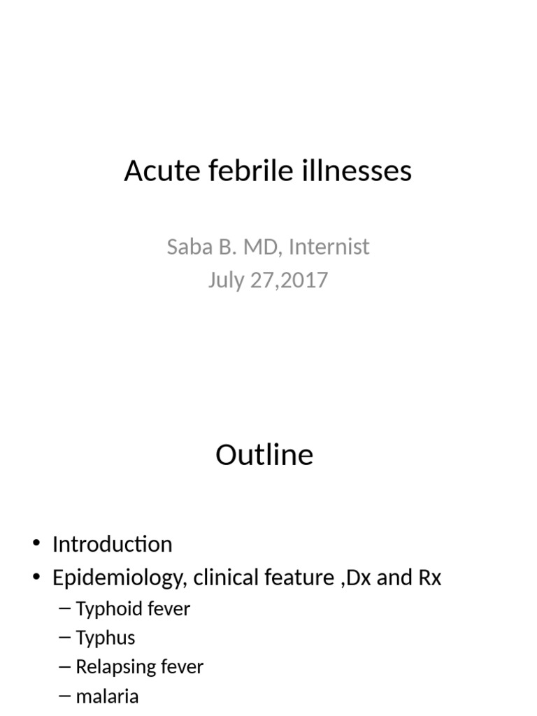 Acute Febrile Illnesses Overview | PDF | Diseases And Disorders ...