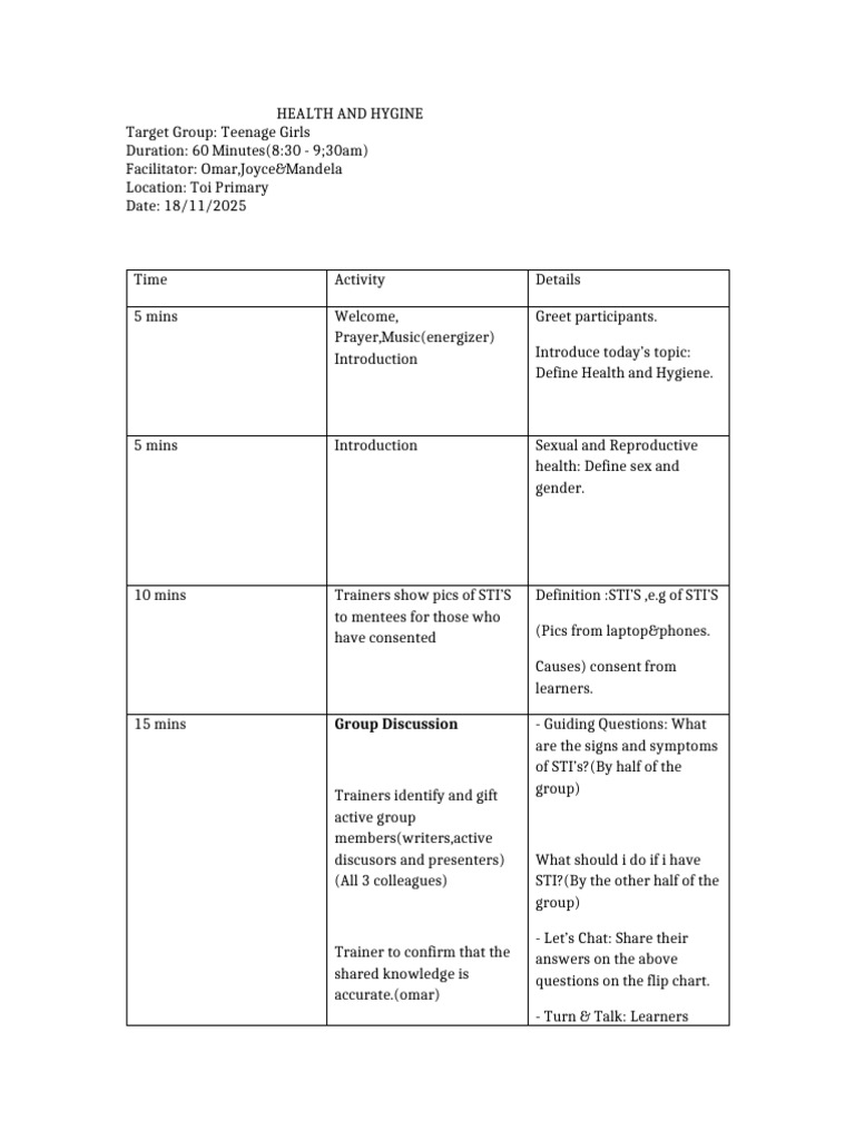 Lesson_Plan_Child_Rights_Teenage_Girls | PDF | Sexually Transmitted ...