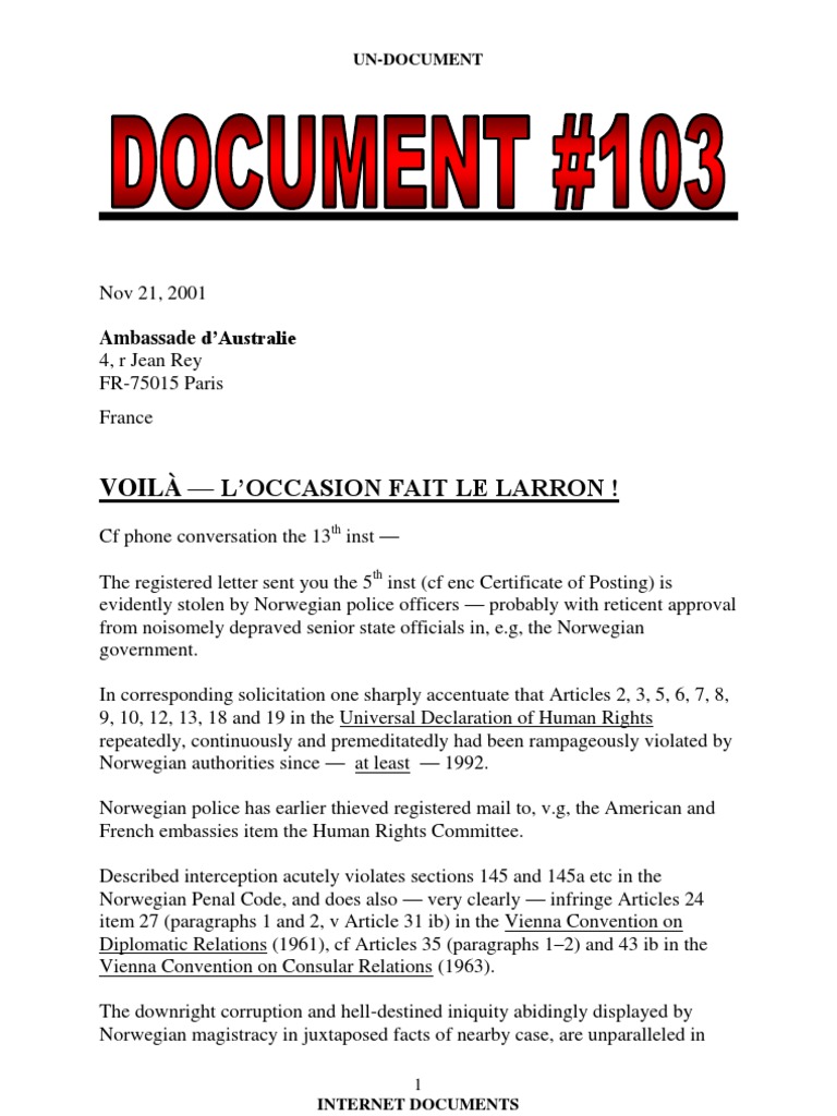 UN-DOCUMENTS by W W Winther, Norway | PDF | European Convention On ...