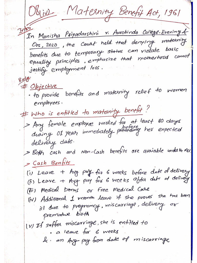 Maternity Benefit Act, 1961, Topic - 08 (IV), LB-503?? | PDF