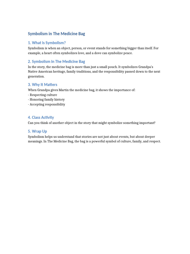 Symbolism in The Medicine Bag Explained | PDF