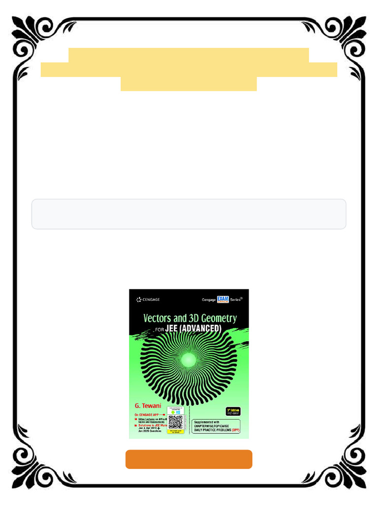 Vectors and 3D Geometry for JEE (Advanced) 3rd Edition G. Tewani eBook ...