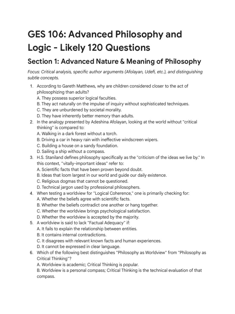 Ges106 Likely Questions by Habibi. | PDF | Knowledge | Skepticism