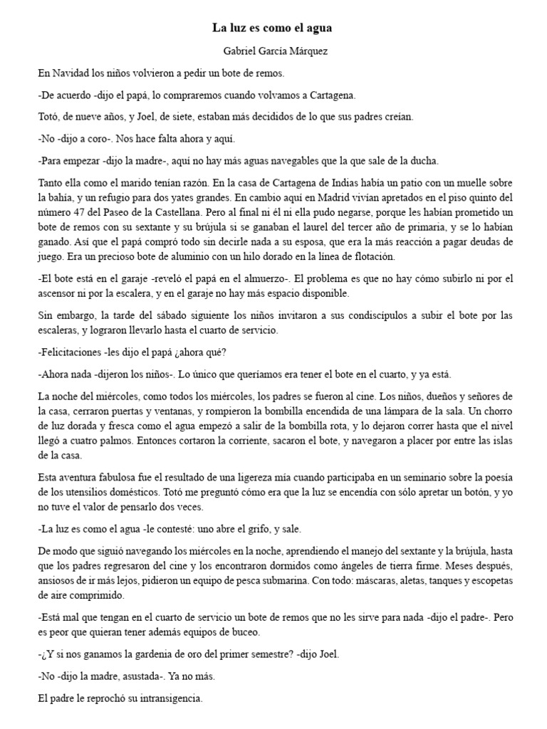 La Luz Es Como El Agua | PDF