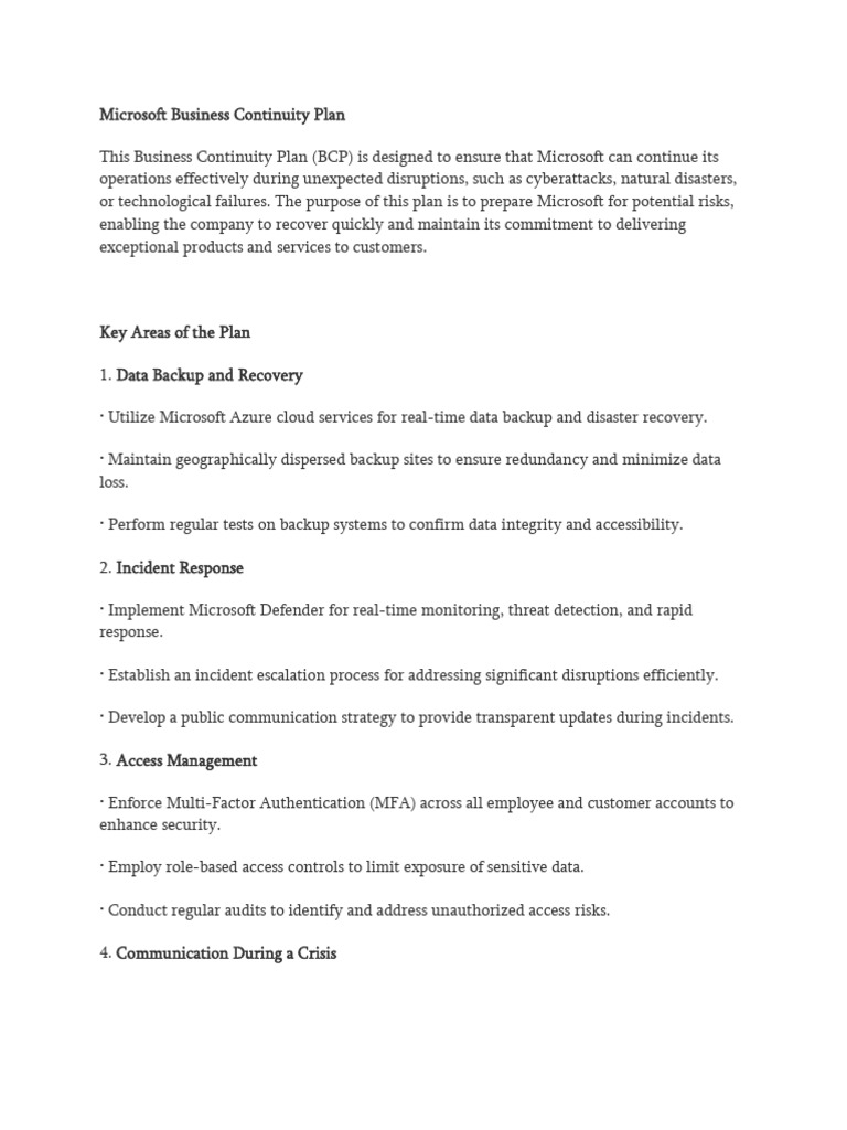 Microsoft Business Continuity Plan Overview | PDF | Computer Security ...