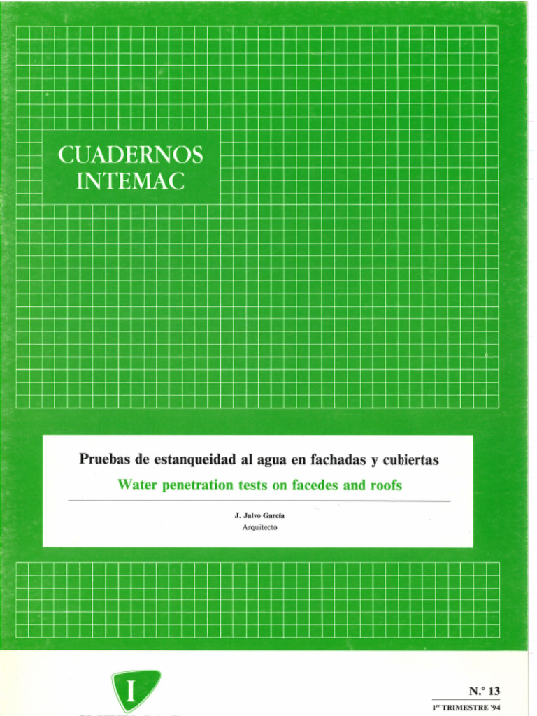 LIBRO_Intemac_C13_ Pruebas Estanqueidad Agua Fachadas y Cubiertas | PDF
