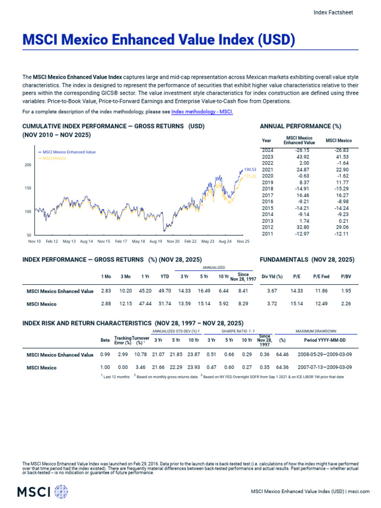 MSCI Mexico Enhanced Value Index Overview | PDF