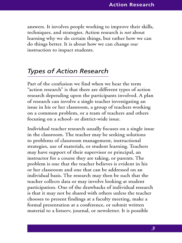 Types of Action Research in Education | PDF | Teachers | Mentorship