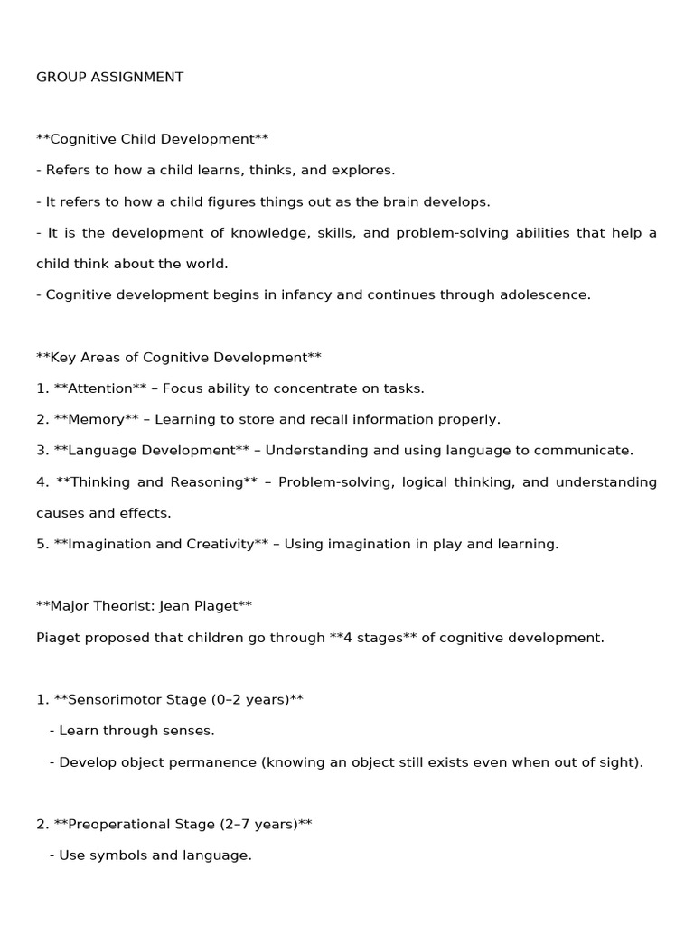 Child Development Notes Formatted | PDF | Cognition | Cognitive Science