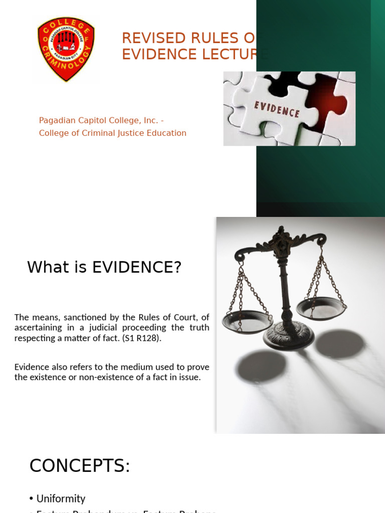 Key Concepts in Evidence Law | PDF | Evidence (Law) | Burden Of Proof (Law)