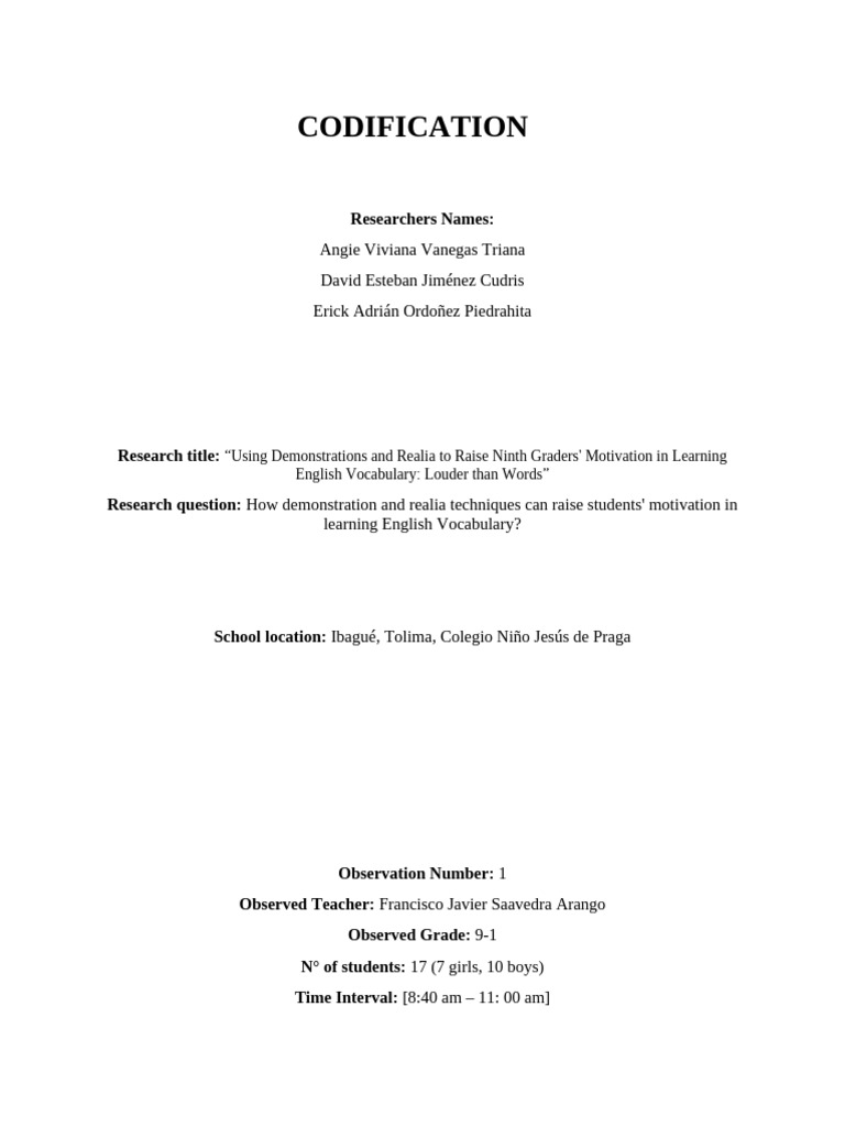 Research Seminar Codification | PDF | Communication | Learning