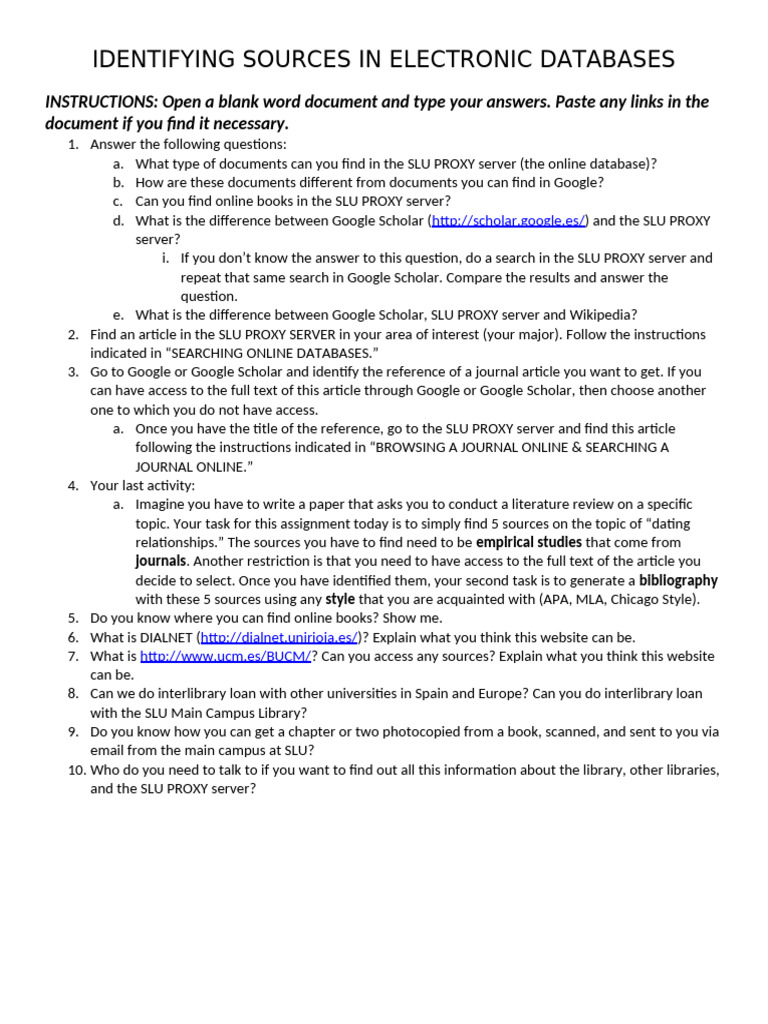 Identifying Sources in Electronic Databases | PDF