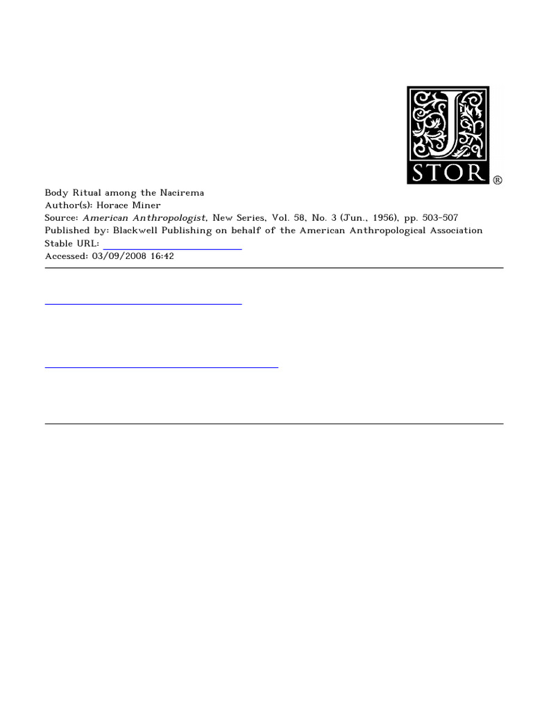 Nacirema Body Rituals Explained | PDF | Rituals