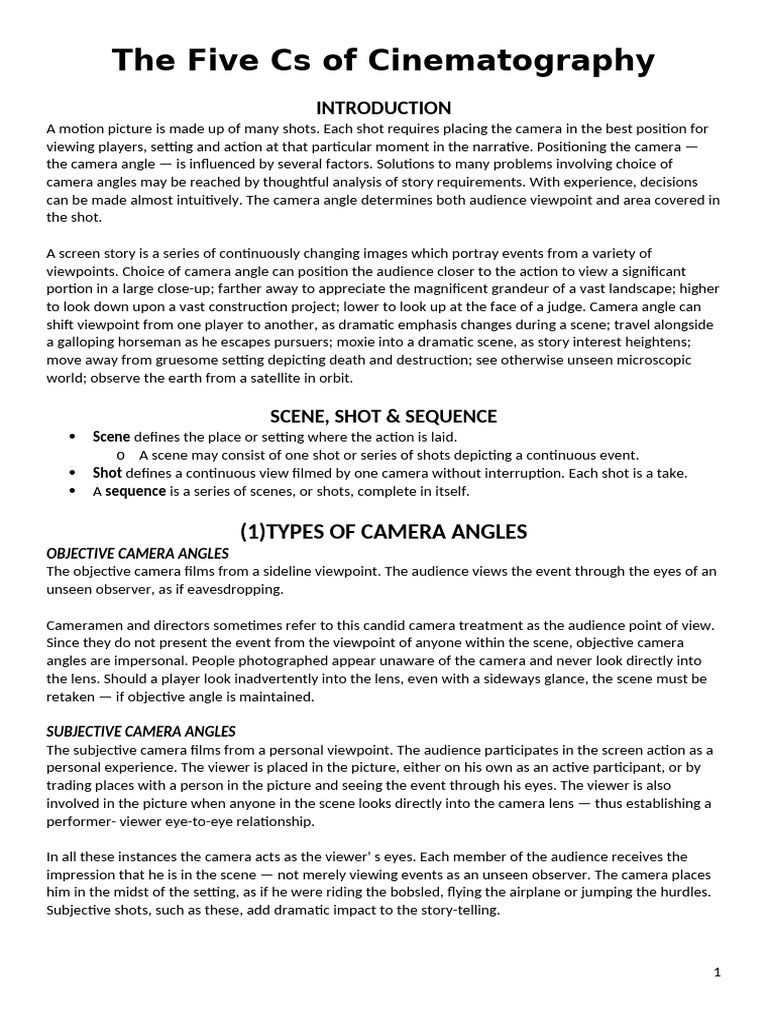Understanding Camera Angles in Cinematography | PDF | Camera | Camera Lens