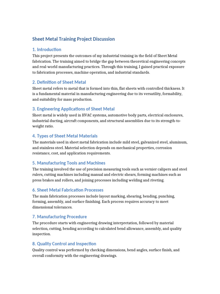 Sheet Metal Fabrication Training Insights | PDF | Sheet Metal ...