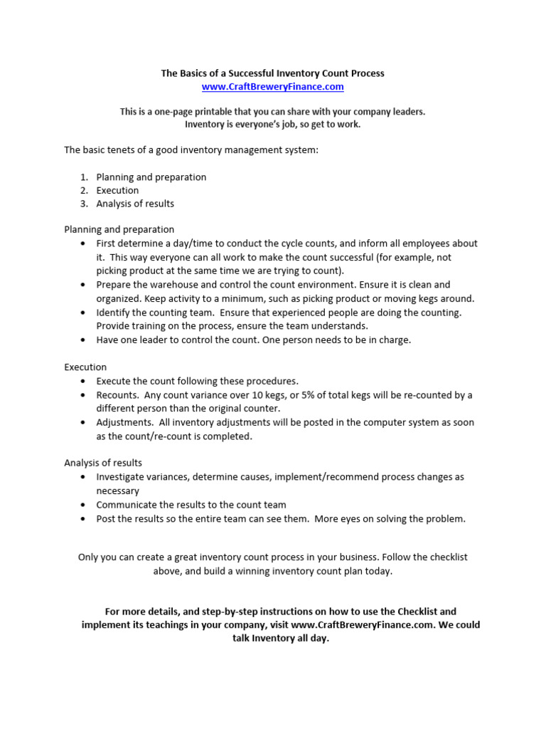 Successful Inventory Count Basics | PDF