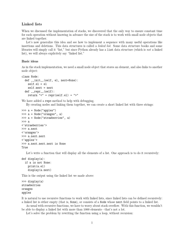 Linked Lists | PDF | Software Development | Computer Engineering