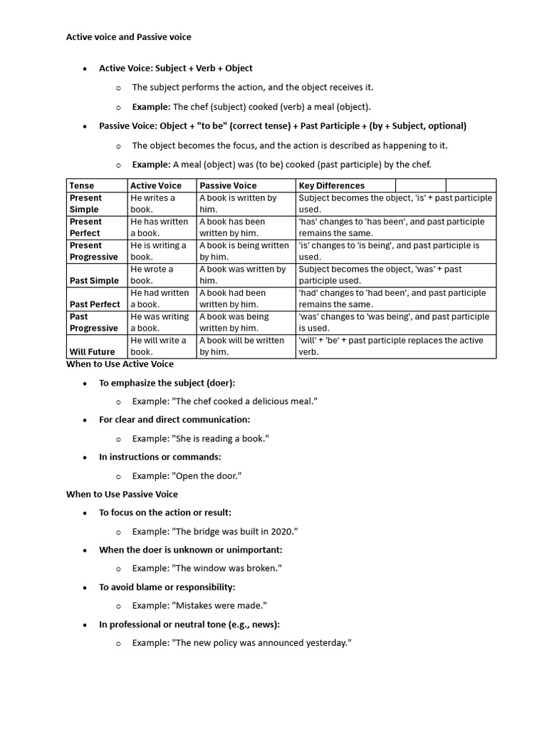 Active and Passive Voice | PDF | Semantics | Linguistic Typology