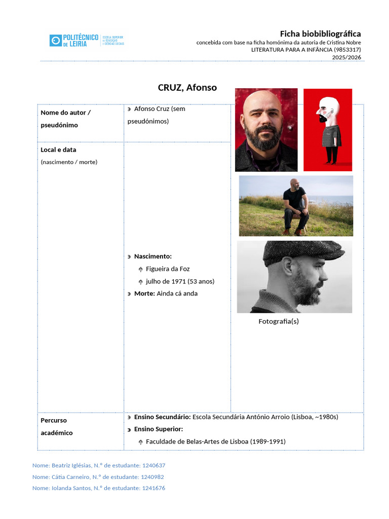Afonso Cruz: Biografia e Obras Infantis | PDF