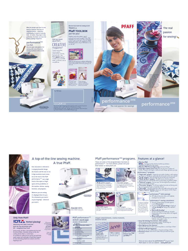 Pfaff 2056 Brochure | PDF | Sewing Machine | Sewing