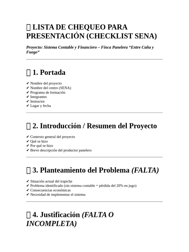Checklist para Proyecto Contable SENA | PDF | Contabilidad | Estado de ...