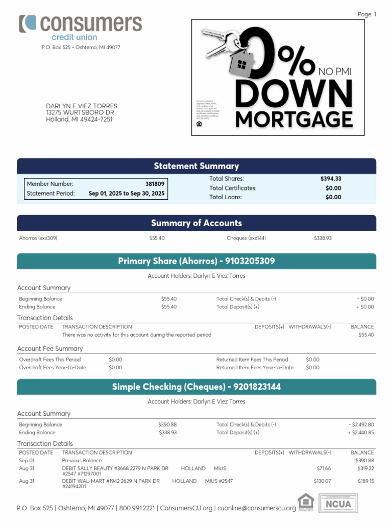 Credit Union: Statement Summary | PDF | Corporations | Business