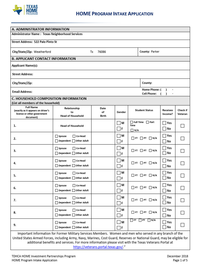 Intake Application REG TBRA | PDF | Race And Ethnicity In The United ...