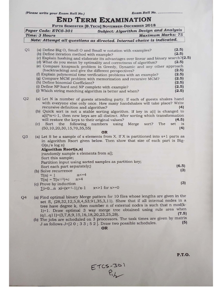 ADA End Term Papers | PDF