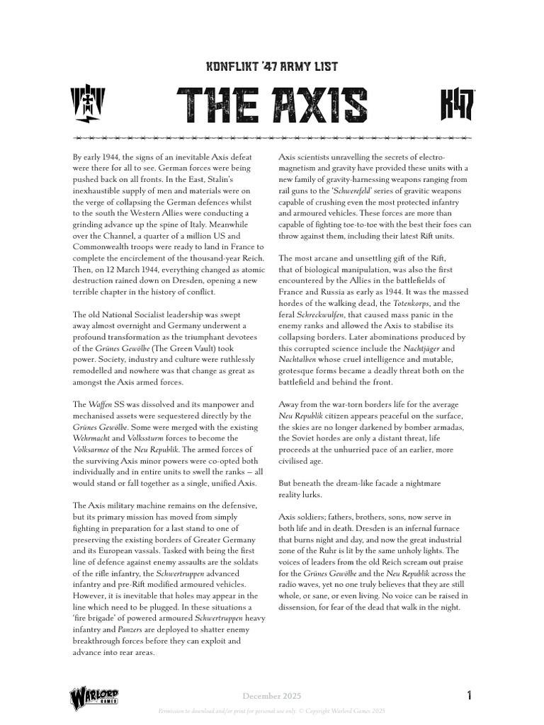 K47_Army-List_Axis_031225 | PDF | Infantry | Platoon
