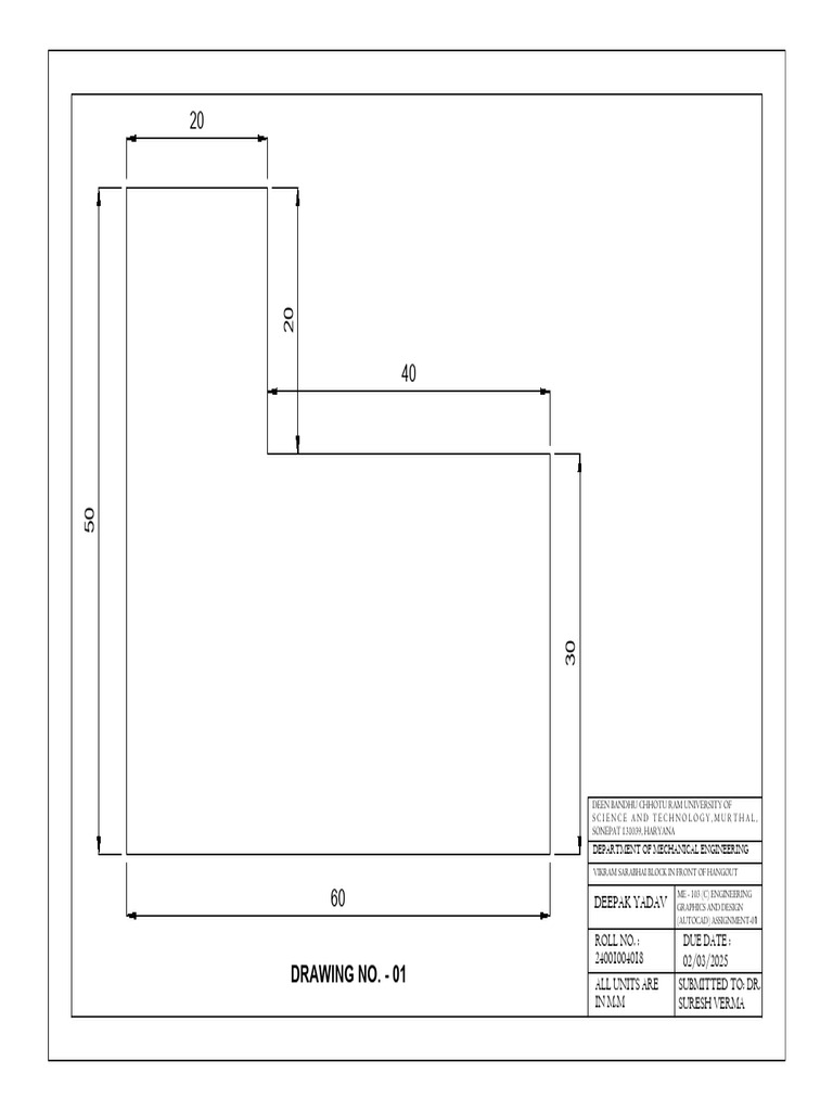 ASSIGNMENT-01 AUTOCAD | PDF