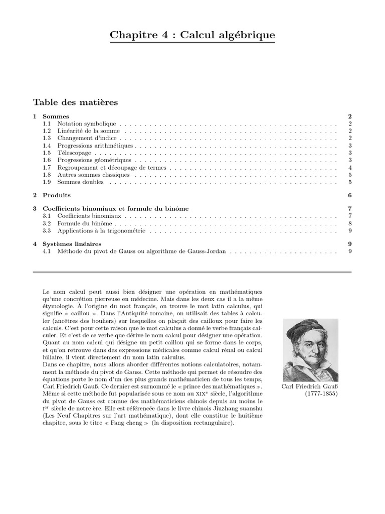Chap4 - Calcul algébrique (1) | PDF | Mathématiques | Algèbre
