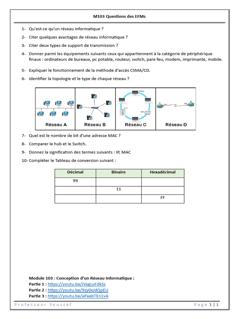 Questions clés sur les réseaux informatiques | PDF