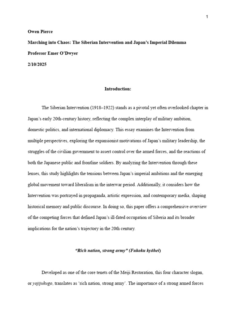 Marching Into Chaos - The Siberian Intervention and Japan's Imperial ...