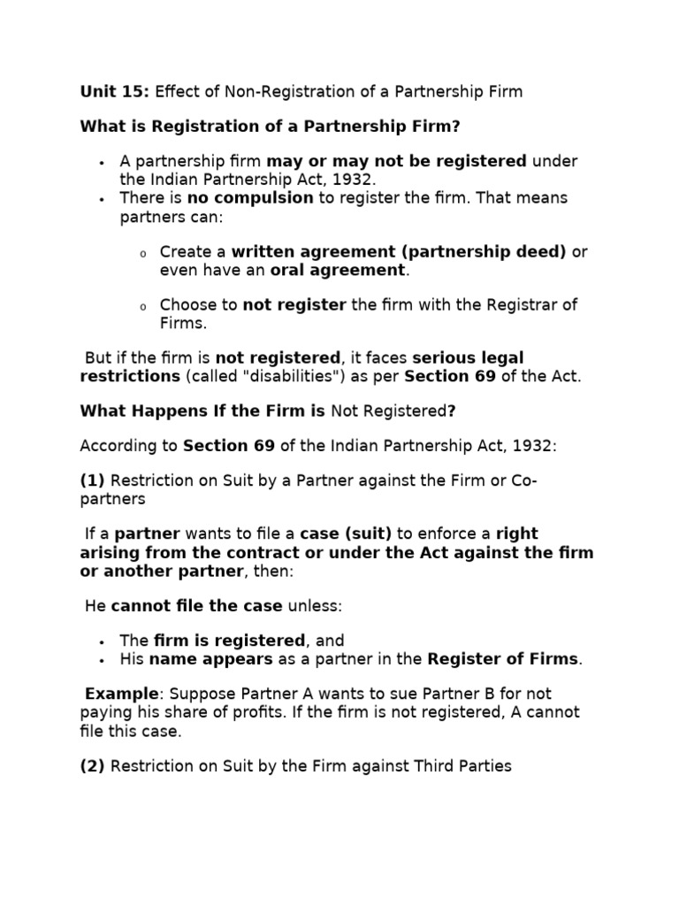 PARTNERSHIP_Unit 15_Effect of Non-Registration of a Partnership Firm ...